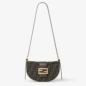 Fendi Croissant Bag Ff Zucca Jacquard And Leather Bag - [brown]